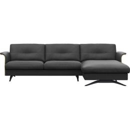 Ecksofa FLEXLUX "Glow, super bequem durch hochwertigem Sitzaufbau mit Federkern, L-Form", schwarz (deep schwarz), B:273cm H:81cm T:158cm, 100% Echteder, Sofas, Ecksofa, Modernes skandinavisches Design