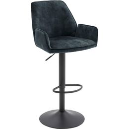 Bistrostuhl MCA furniture "OTTAWA Tresenstuhl Barstuhl Barm&ouml;bel Bistro", blau (petrol, schwarz matt lackiert), B:52cm H:91cm T:51cm, St&uuml;hle, Bistrostuhl, Barhocker,Bistrostuhl,Barstuhl,drehbar,belastbar120kg,Sitzh&ouml;he 63-84cm