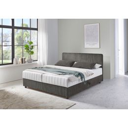 Bett "Corinna", grau (dunkelgrau), B:162cm H:97cm L:210cm, ATLANTIC HOME COLLECTION, Betten, Bett, Boxbett inkl. Stauraum, Cord, erh&auml;ltlich in unterschiedlichen Breiten