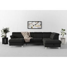 Sit & More Wohnlandschaft SIT & MORE "Marano U-Form", grau (anthrazit), B:304cm T:216cm, 100% Polyester, Sofas, Wohnlandschaft, inklusive Kopfteilverstellung, wahlweise mit Bettfunktion, Bettkasten