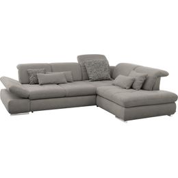 Ecksofa "SO 4100 mit komfortablen Federkern und Kopfteilverstellung", grau (grau 10), B:291cm H:80cm T:226cm, SET ONE BY Musterring, Sofas, Ecksofa, wahlweise mit Bettfunktion und Sitztiefenverstellung, L-Form