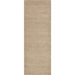 Wollteppich Theko "Gabbeh Uni, Handgefertigt, meliert, auch als L&auml;ufer erh&auml;ltlich, Wolle" Gr. 13, beige, B:90cm H:14mm L:250cm, Wolle, Teppiche, Wollteppich, Schlafzimmer, Wohnzimmer, Esszimmer, auch als L&auml;ufer oder rund