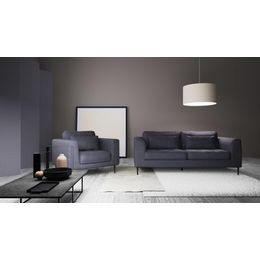 Sessel Trendmanufaktur "Luzi, Loungesessel, modern mit extra hohen F&uuml;&szlig;en", blau (moonlight ocean), B:96cm H:80cm T:99cm, 100% Polyester, Sessel, Sessel, Designsessel mit tollem Sitzkomfort, Metallf&uuml;&szlig;e schwarz, Breite 96 cm