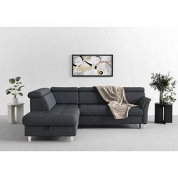 Sit & More Ecksofa SIT & MORE "Marano L-Form", grau (dunkelgrau), B:252cm T:216cm, 98% Polyester, 2% Polyamid, Sofas, Ecksofa, inklusive Kopfteilverstellung, wahlweise mit Bettfunktion, Bettkasten