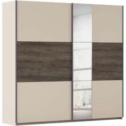 Schwebet&uuml;renschrank Rauch "Kleiderschrank Schrank Garderobe Schlafzimmerschrank SAJO", beige (champagner, atlantic oak dunkel), B:218cm H:210cm T:59cm, Holzwerkstoff, Schr&auml;nke, Schwebet&uuml;renschrank, in 2 Breiten (218, 261 cm) optional mit Spiegel MADE IN GERMANY