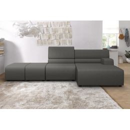 Ecksofa Egoitaliano "Babouche, Designsofa mit au&szlig;ergew&ouml;hnlichem Sitzkomfort zum Wohlf&uuml;hlen", grau (smoke), B:384cm H:80cm T:98cm, Luxus-Micofaser Lederoptik (100% Polyester) ist ein neues technisches Gewebe mit einem visuellen und taktilen Aspekt, der dem Nubuk sehr nahe kommt, mit innovativen Eigenschaften. Seine au&szlig;erordentliche Weichheit kommt von einem exklusiven Produktionsprozess, der Unrein