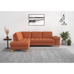 Sit & More Ecksofa SIT & MORE "Westham L-Form", orange (terra), B:261cm H:88cm T:179cm, 90% Polyester 10%Polyamid, Sofas, Ecksofa, mit Ottomane, mit oder ohne Bettfunktion, Bettkasten, Verstellung