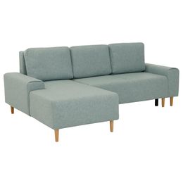 Ecksofa Home Affaire "Samu L-Form", gr&uuml;n (mint), B:235cm H:93cm T:160cm, Microfaser PRIMABELLE (100% Polyester);Samtoptik (100% Polyester);Struktur fein (100% Polyester), Sofas, Ecksofa, wahlweise mit Bettfunktion und Bettkasten