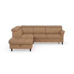 Sit & More Ecksofa SIT & MORE "Marano L-Form", braun (macciato), B:252cm T:216cm, 100% Polyester, Sofas, Ecksofa, inklusive Kopfteilverstellung, wahlweise mit Bettfunktion, Bettkasten