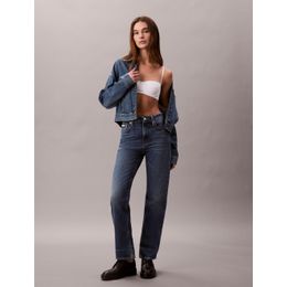 Straight-Jeans Calvin Klein Jeans "HGH RS STRGHT CK ESS", Damen, Gr. 29, L&auml;nge 30, stanton, Denim/Jeans, Obermaterial: 98% Baumwolle, 2% Elasthan, straight fit normal, Jeans Straight-Jeans, Mit G&uuml;rtelschlaufen