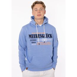 Hoodie Zwillingsherz "Meeresgl&uuml;ck", Herren, Gr. M, blau (mittelblau), Sweatware, Obermaterial: 50% Baumwolle, 50% Polyester, unifarben, comfort fit h&uuml;ftlang, V-Ausschnitt, Sweatshirts Hoodie, mit gesticktem Detail am &Auml;rmel und Kapuze