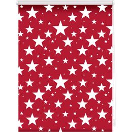 Seitenzugrollo LICHTBLICK ORIGINAL "Rollo Klemmfix, ohne Bohren, Verdunkelung, Sterne", rot (rot, wei&szlig;), B:80cm H:150cm, Polyester, Rollos, Seitenzugrollo