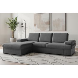 Sit & More Ecksofa SIT & MORE "Moreno L-Form, B: 247 cm", grau, B:247cm H:82cm T:171cm, 100% Polyester, Sofas, Ecksofa, mit Armteilverstellung, optional Bettfunktion