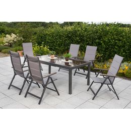Garten-Essgruppe Merxx "&raquo;Trivero&laquo;", braun (diamantbraun, diamantbraun, graphit), Aluminium, Polyester, Sitzm&ouml;bel-Sets, Garten-Essgruppe, Ausziehtisch: LxB: 140-200 x 90 cm