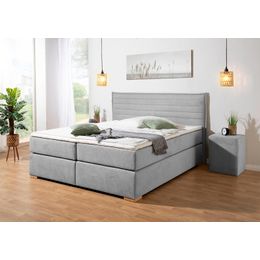 Boxspringbett Home Affaire "&Ouml;stermoor", grau, B:178cm L:205cm, Komplettbetten, Boxspringbett, in H2, H3 oder H4 erh&auml;ltlich