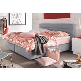 Boxspringbett, grau (hellgrau), B:175cm L:212cm, Bezug Kaltschaum-Topper: 100% Polyester, beidseitig mit Klimafaser versteppt. Abnehmbar und bei 40 C waschbar.;Bezug Kopfteil und seitliche Unterboxen: feiner Strukturstoff aus 77% Polyester, 23% Viskose.;Bezug Obermatratze: 100% Polyester, Westfalia Schlafkomfort, Komplettbetten, Boxspringbett