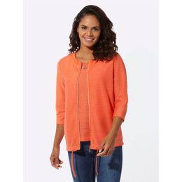 T-Shirt Casual Looks "Shirt-Set", Damen, Gr. 44, orange, 100% Polyester, unifarben, Rundhals, Shirts T-Shirt