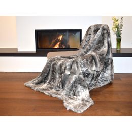 Wohndecke Mesana "Wolf", grau, B:150cm L:200cm, Polyester, Wohndecken, Wohndecke, aus hochwertigem Fellimitat, Kuscheldecke, 150x200 cm