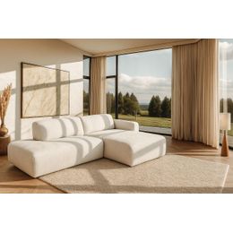 Ecksofa Home Affaire "Myrland Kompaktsofa", beige (cream), B:263cm H:72cm T:164cm, 100% PES, Sofas, Ecksofa, Breite 263 cm, Chenille, Easy Clean Stoff, mit Kaltschaum