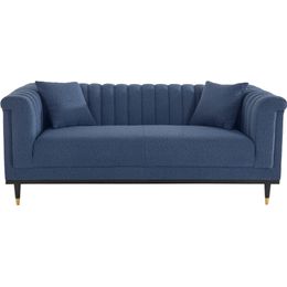 2-Sitzer Home Affaire "Chamby New", blau, B:180cm H:71,5cm T:85cm, Boucl&eacute; (100% Polyester), Sofas, 2-Sitzer, im Boucl&eacute;-Strukturbezug mit Steppung im Lehnenbereich