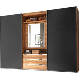 Schwebet&uuml;renschrank wimex "Magic by fresh to go", grau (plankeneiche nachbildung, graphit), B:300cm H:216cm T:65cm, Schr&auml;nke, Schwebet&uuml;renschrank, mit drehbarer Spiegelt&uuml;r