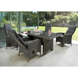 Garten-Essgruppe Destiny "PALMA LUNA", grau (vintage grau), Obermaterial: 100% Polyester. F&uuml;llung: 50% Polyester, 50% Polyurethan, Sitzm&ouml;bel-Sets, Garten-Essgruppe, Aluminium, Polyrattan