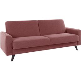 3-Sitzer exxpo - SOFA FASHION "Samso, elegant und bequem, toller Sitzkomfort, Schlafsofa", rot (coralle), B:222cm H:89cm T:93cm, Sofas, 3-Sitzer, Kippcouch, inklusive Bettfunktion und Bettkasten, Komfortsitzh&ouml;he 49cm