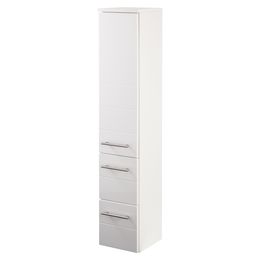 Midischrank Welltime "Porto", wei&szlig;, B:25cm H:130cm T:27cm, Holzwerkstoff, MDF, Schr&auml;nke, Midischrank, Breite 25 cm, mit hochgl&auml;nzenden Fronten