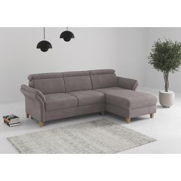 Ecksofa Home Affaire "Glendale, L-Form", taupe, B:253cm H:84cm T:166cm, 90% Polyester, 10% Polyamid, Sofas, Ecksofa, inkl. Kopfteilverstellung, wahlweise mit Vorziehsitz und Bettkasten