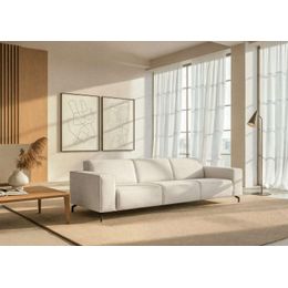 3-Sitzer Home Affaire "Lorcan 257 cm, weiches Sitzgef&uuml;hl", natur, B:257cm H:77cm T:93cm, 85% PES, 15% NY, Sofas, 3-Sitzer, mit schwarzen Metallf&uuml;&szlig;en, Lederoptik und in weichem Strukturstoff