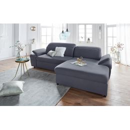 Ecksofa exxpo - SOFA FASHION "Kyoto, inkl. Kopfteil- und Armteilverstellung, hoher Sitzkomfort", grau, B:278cm H:98cm T:165cm, Sofas, Ecksofa, wahlweise mit Bettfunktion und Bettkasten, hochwertige Bez&uuml;ge, L-Form