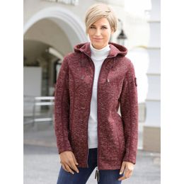 Kapuzenfleecejacke Casual Looks, Damen, Gr. 54, rot (bordeaux, meliert), 100% Polyester, meliert, unifarben, figurumspielend, Jacken Kapuzenfleecejacke