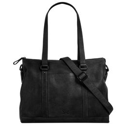 Shopper Sansibar, Damen, Gr. B/H/T: 40cm x 32cm x 9cm onesize, schwarz, Leder, leicht gl&auml;nzend, unifarben, Taschen Shopper, echt Leder
