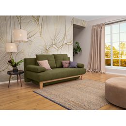 Schlafsofa Alina "Ama", olivgr&uuml;n tcm 333, B:204cm H:96cm T:105cm, Struktur fein TCM (100% Polyester), Sofas, Schlafsofa, mit Bettfunktion und Stauraum