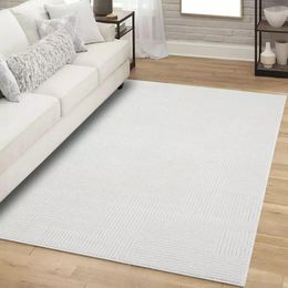 Teppich Carpet City "FLAIR177", beige (creme), B:200cm H:11mm L:290cm, Obermaterial: 50% Polyester, 50% Polypropylen, Teppiche, Teppich, Kurzflor-Teppich, Skandi-Stil, Wohnzimmer