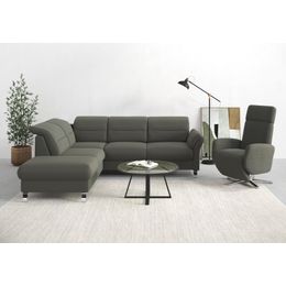 Sit & More Ecksofa SIT & MORE "Grenoble L-Form mit Federkern", grau (anthrazit), B:247cm H:85cm T:222cm, Sofas, Ecksofa, wahlweise mit Bettfunktion, Bettkasten, Arm- und Kopfteilverstellung