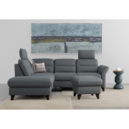 Sit & More Ecksofa SIT & MORE "Mellum L-Form", grau (dunkelgrau), B:253cm H:87cm T:212cm, 100% Polyester, Sofas, Ecksofa, Federkern, wahlweise mit Bettfunktion, Stauraum und Armteilfunktion