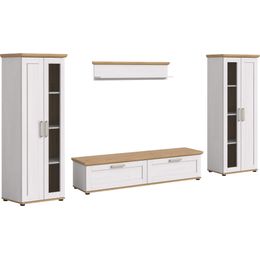 Wohnwand Home Affaire "Cosenza", sibu l&auml;rche nachbildung, B:316cm H:161cm T:40cm, Kastenm&ouml;bel-Sets, Wohnwand, Cosenza, Breite: 336 cm, 2xVitrine, Lowboard, Wandboard