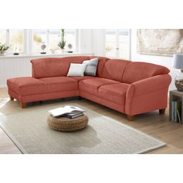 Ecksofa Home Affaire "Gotland L-Form", orange (terra), B:257cm H:84cm T:212cm, Struktur (100% Polypropylen);Luxus-Microfaser ALTARA NUBUCK (100% Polyester);90% Polyester/10% Polyamid Luxus-Microfaser (100% Polyester), Sofas, Ecksofa, wahlweise mit Sitztiefenverstellung + Bettkasten