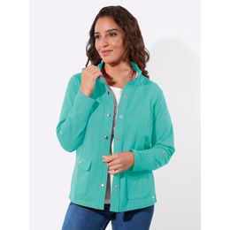 Shirtjacke Casual Looks "Shirtjacke", Damen, Gr. 44, blaugr&uuml;n, 100% Baumwolle, unifarben, Shirts Shirtjacke