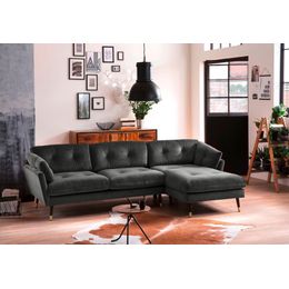 Ecksofa TRENDS BY HG "Japan L-Form", grau (anthrazit), B:270cm H:84cm T:155cm, Sofas, Ecksofa, mit Fu&szlig; in Holz-Metallkombination, Recamiere rechts oder links
