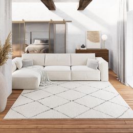 Hochflor-Teppich Wecon Home "STUDIO two", beige, B:120cm H:35mm L:170cm, Polypropylen (PP), Teppiche, Hochflor-Teppich, weicher und kuscheliger Flor, Wohnzimmer, Schlafzimmer, im Berber-Stil