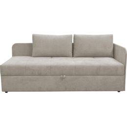 Schlafsofa Alina "Marla", grau (hellgrau xbo 29), B:205cm H:73cm T:95cm, Struktur fein XBO (100% Polyester), Sofas, Schlafsofa, inkl. Stauraum & 2 R&uuml;ckenkissen, Armlehne wahlweise links oder rechts