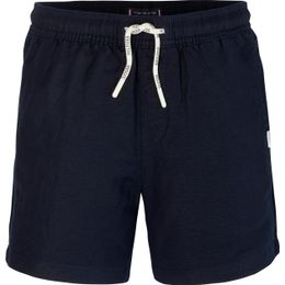 Shorts Tommy Hilfiger "LINEN VISCOSE SHORT", Jungen, Gr. 5 (110), N-Gr, blau (schwarz night navy), Web, Obermaterial: 53% Leinen, 47% Viskose, unifarben, regular fit, Hosen Shorts, mit Kordelzug, Logostickerei