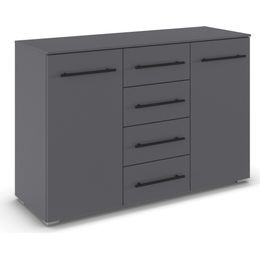 Kombikommode Rauch "Sideboard Schubladenkommode AVOLA mit Dekorfront", graumetallic, B:120cm H:81cm T:42cm, Holzwerkstoff, Sideboards, Kombikommode, vier gro&szlig;e Schubladen und 2 T&uuml;ren, mit 4 Einlegeb&ouml;den MADE IN GERMANY