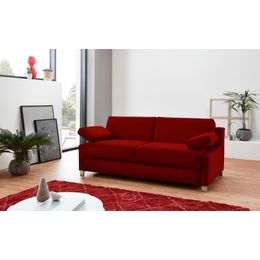 Schlafsofa Bali "Viola, Dauerschl&auml;fer mit Seitenkissen", rot, B:181cm, 100% Polyester, Sofas, Schlafsofa, in 140er und 160er Breite, 3 Varianten, auch mit Ergoflex-Lattenrost