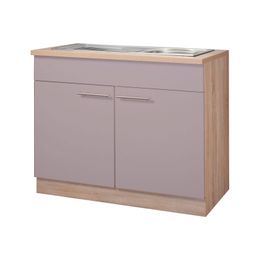 Wiho-K&uuml;chen Sp&uuml;lenschrank WIHO K&Uuml;CHEN "Montana", braun (front und korpus: tr&uuml;ffel, arbeitsplatte: sonoma eiche), B:100cm H:85cm T:60cm, Schr&auml;nke, Sp&uuml;lenschrank, 100 cm breit