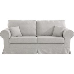 3-Sitzer Home Affaire "Shadmoor", grau (hell grau), B:210cm H:102cm T:92cm, 100% Polyester, Sofas, 3-Sitzer, Hussenoptik, in uni oder mit Blumendruck