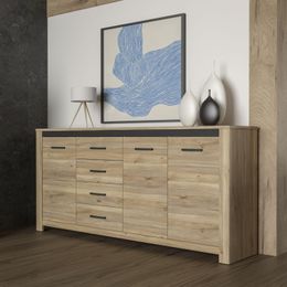 Sideboard FORTE "San Cayetano", braun (mauvella eiche, cabezone eiche), B:206cm H:95,7cm T:42,2cm, Dekorfolie, Holzwerkstoff, Sideboards, Sideboard