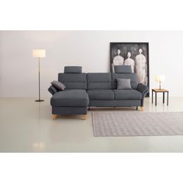 Ecksofa Home Affaire "Westerland L-Form", grau, B:252cm H:90cm T:162cm, 100% Polyester, Sofas, Ecksofa, Federkern-Polsterung, wahlweise mit Bettfunktion, Bettkasten
